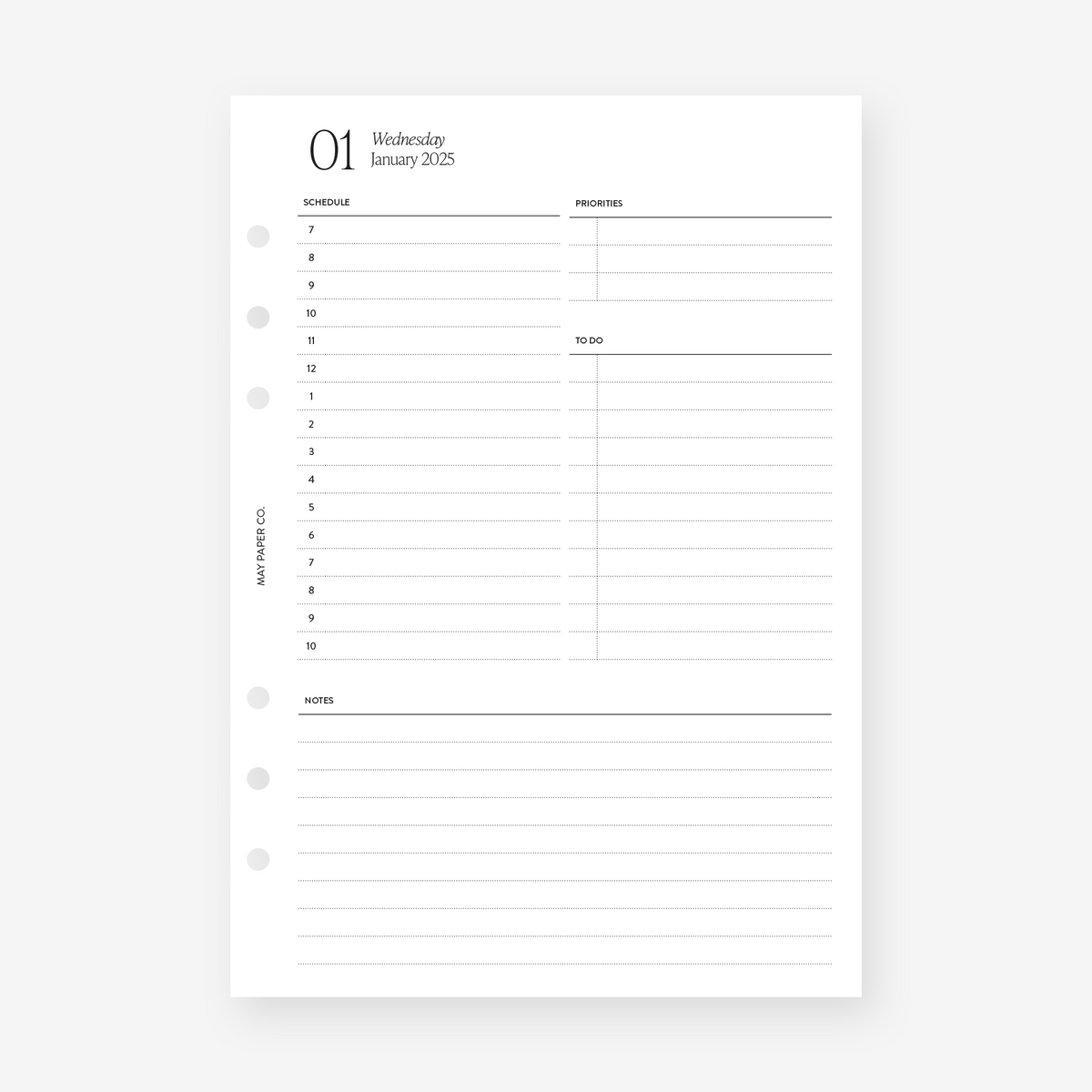 2025 Daily Planner Insert | Day on One Page Refill | A5, Personal, Mini ...