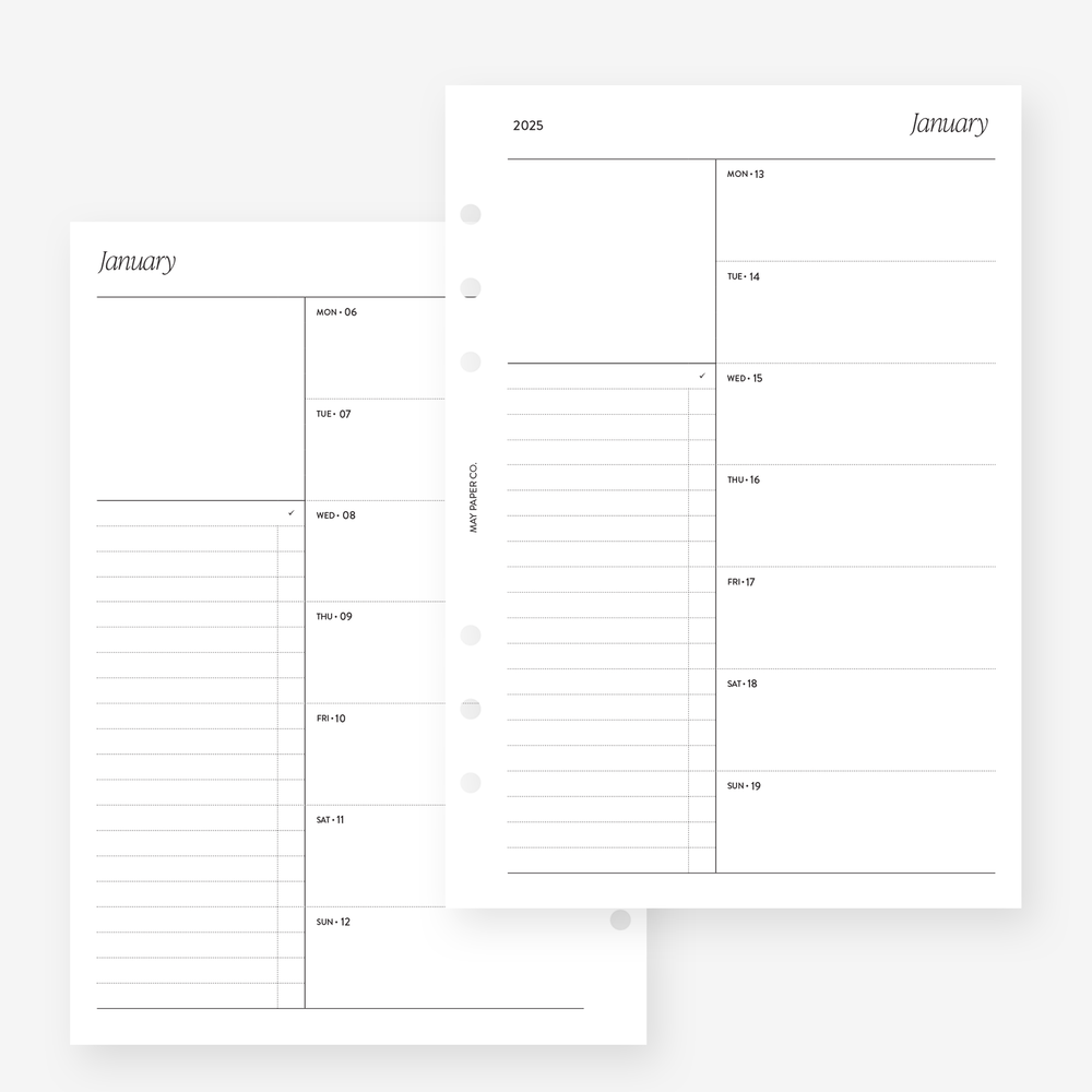 Printable Planner Inserts | Minimal Planner Refill | MAY PAPER CO.