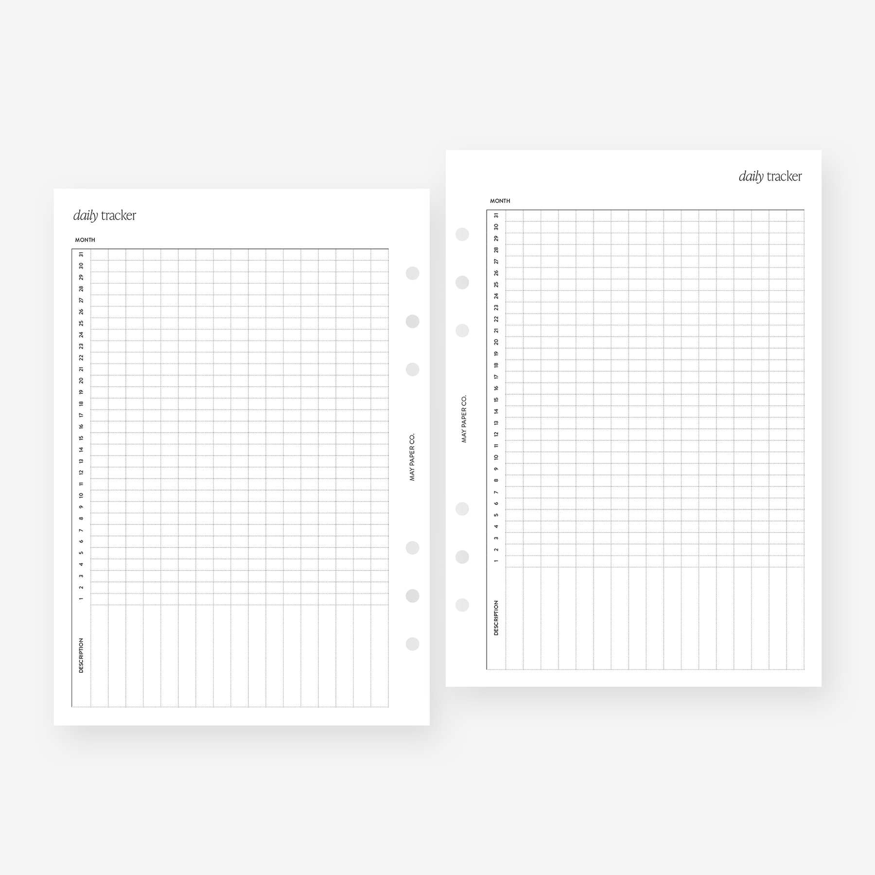 PRINTABLE Daily Tracker | MAY PAPER CO.