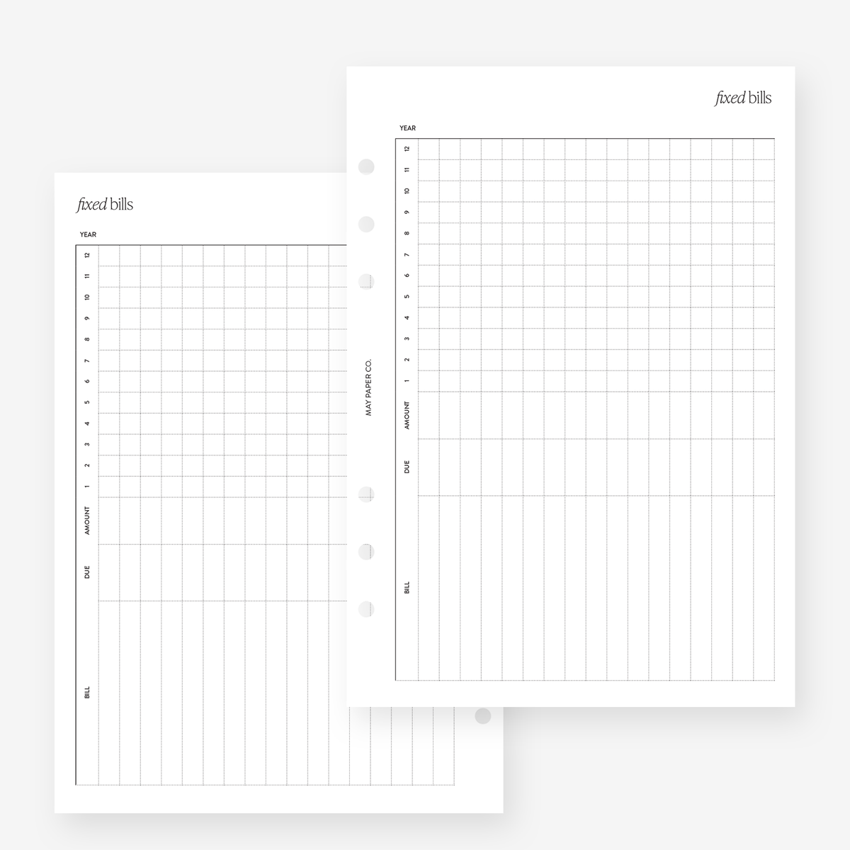 PRINTABLE Fixed Bills Tracker | MAY PAPER CO.