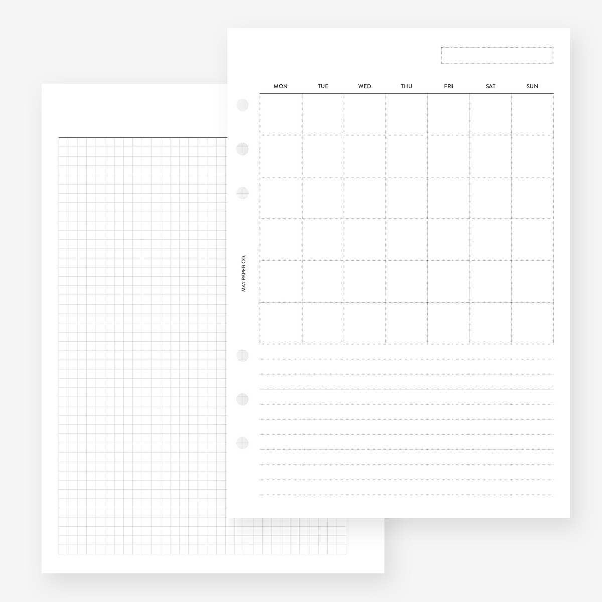 PRINTABLE Undated Monthly Monthly NO.02 Month on One Page | MAY PAPER CO.