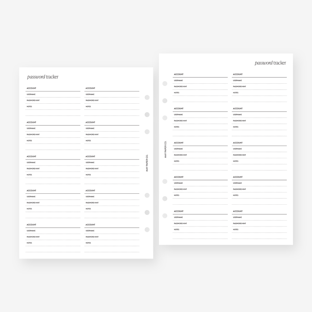 PRINTABLE Password Tracker | MAY PAPER CO.