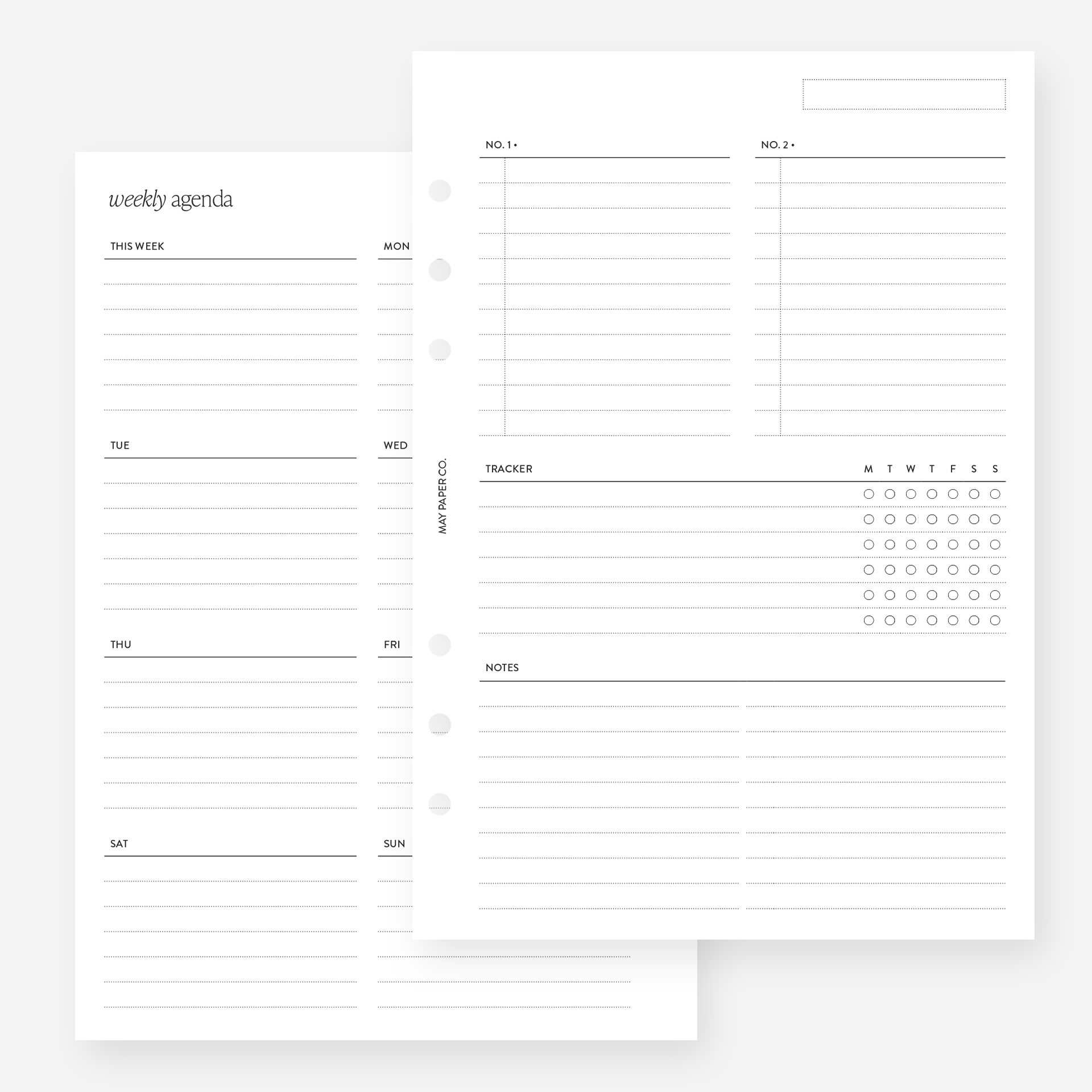 PRINTABLE Undated Weekly NO.05 with Tracker | MAY PAPER CO.