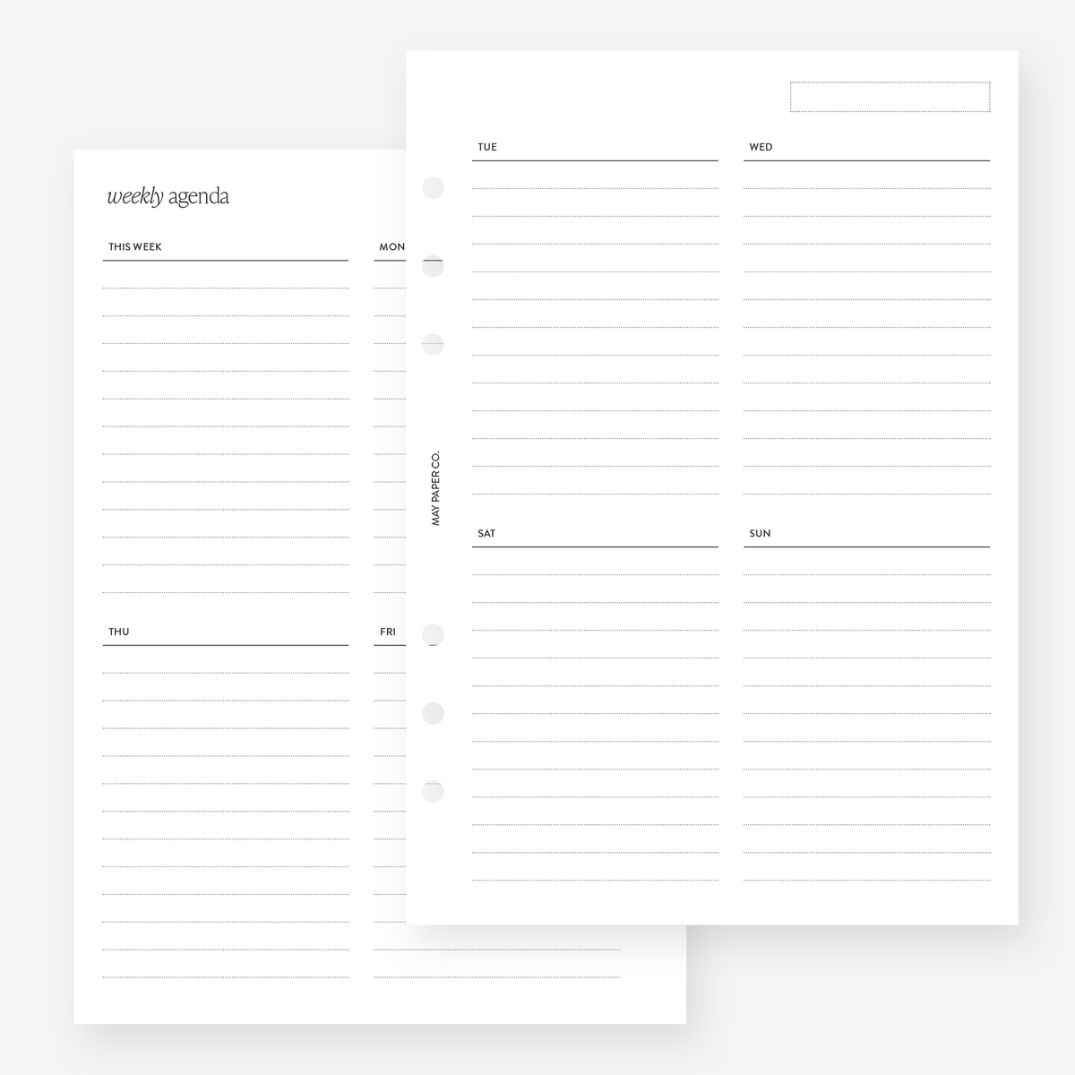 PRINTABLE Undated Weekly NO.06 Vertical Lined | MAY PAPER CO.