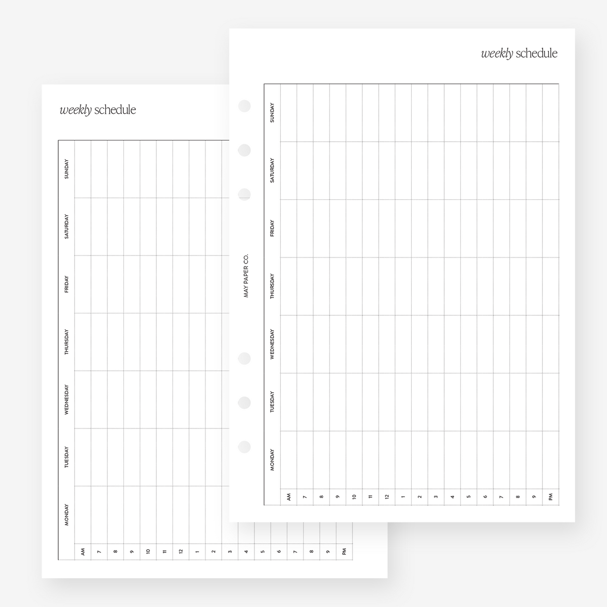 PRINTABLE Weekly Schedule | MAY PAPER CO.