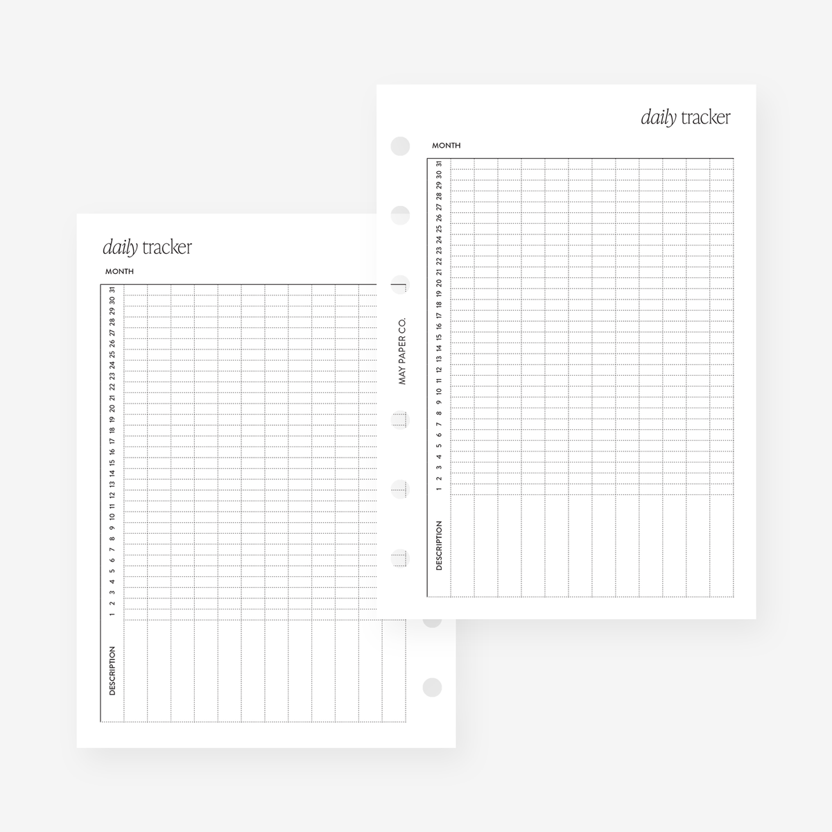 PRINTABLE Daily Tracker | MAY PAPER CO.