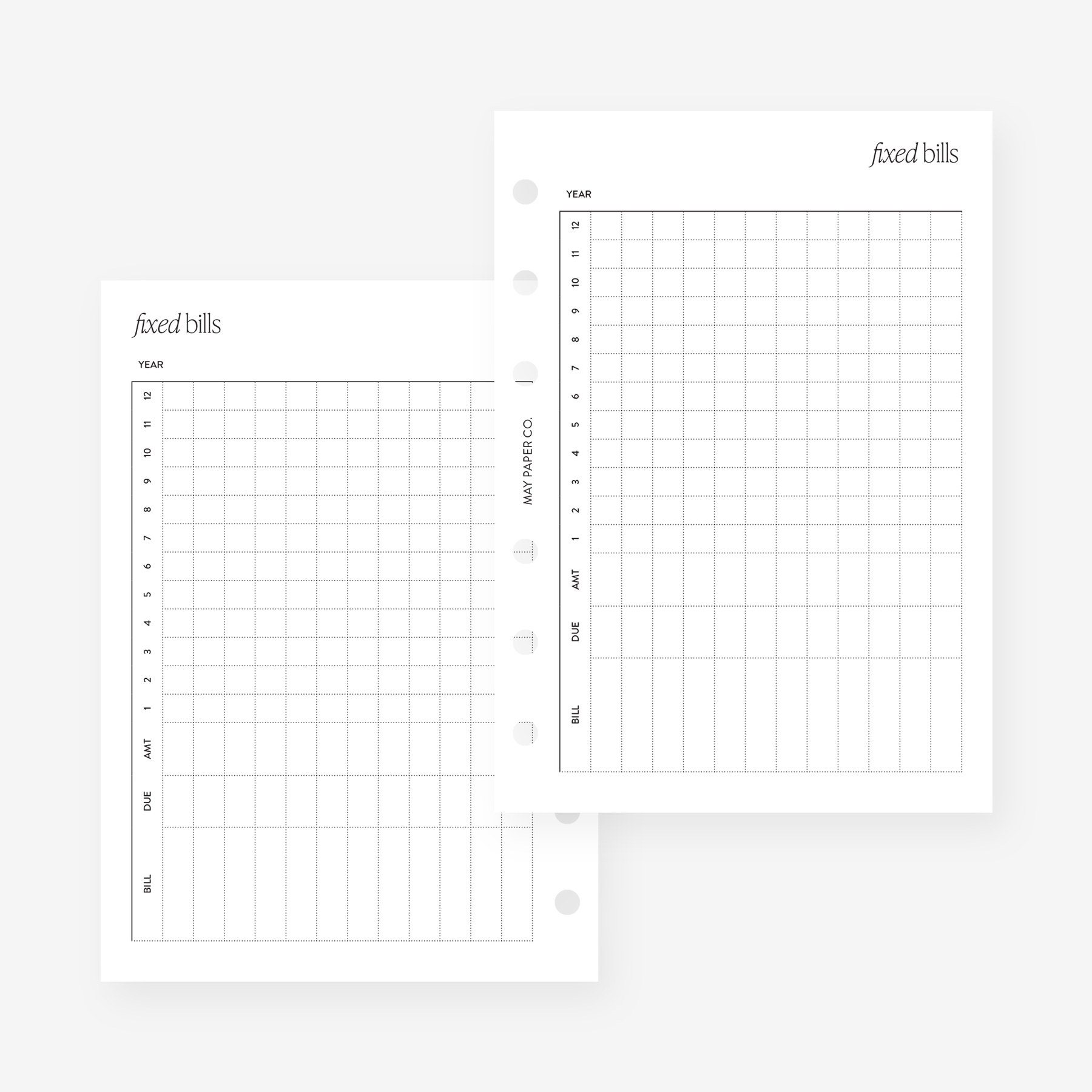PRINTABLE Fixed Bills Tracker | MAY PAPER CO.