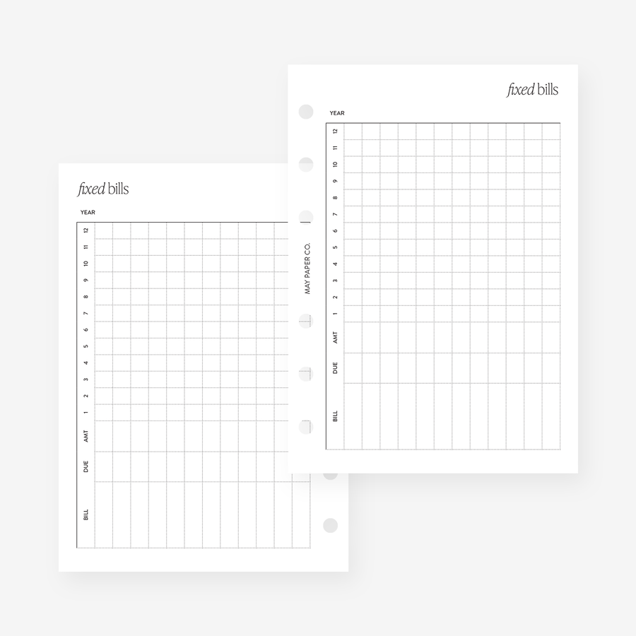PRINTABLE Fixed Bills Tracker | MAY PAPER CO.
