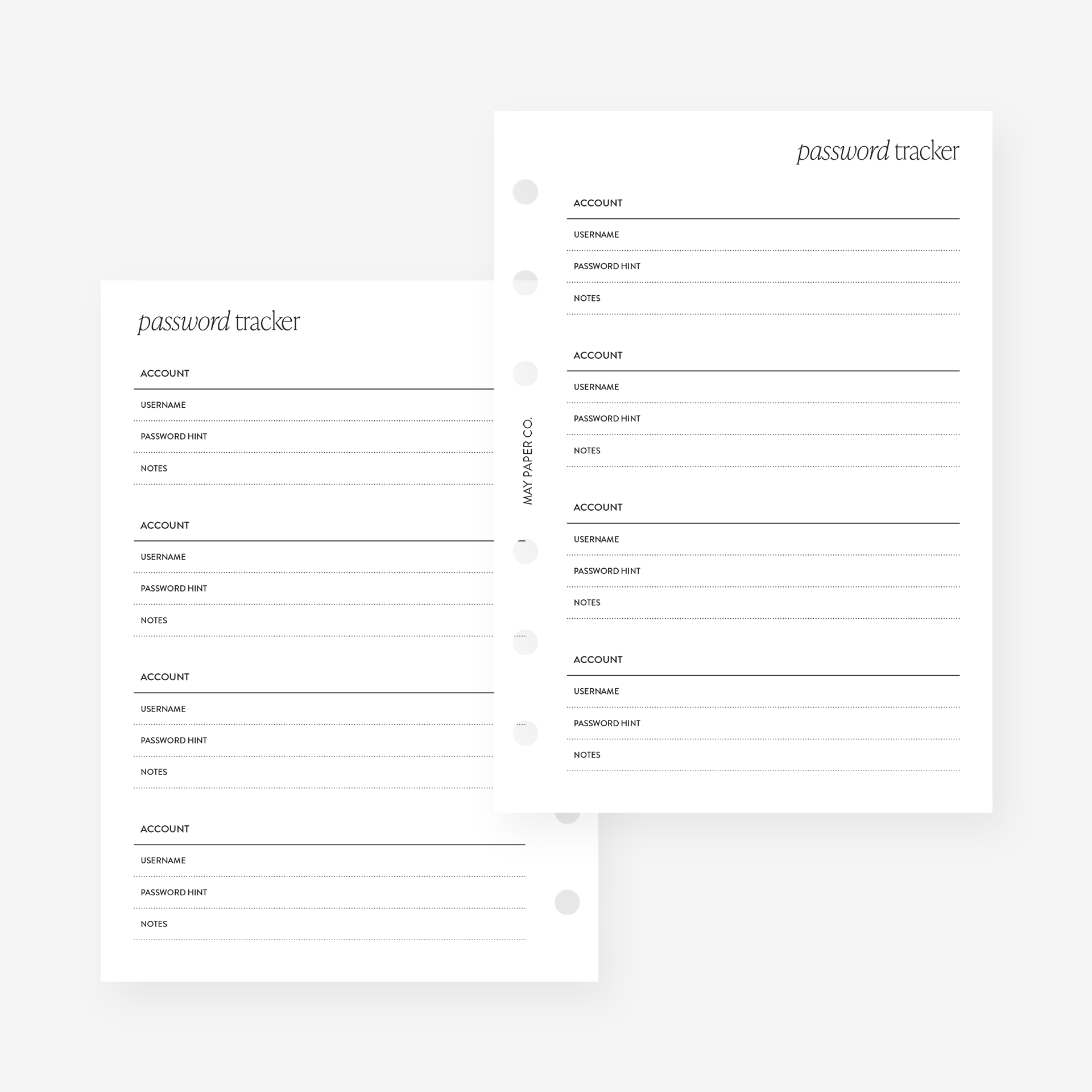 PRINTABLE Password Tracker | MAY PAPER CO.