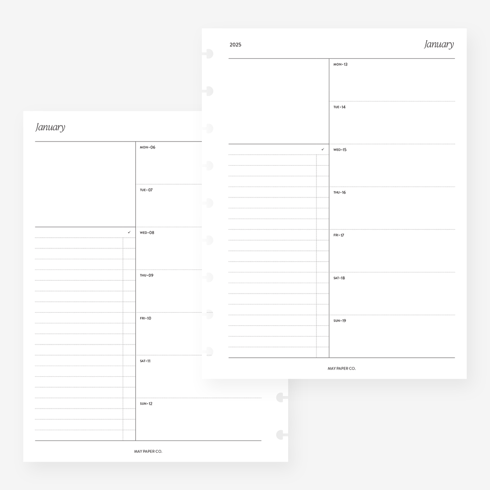 Printable Planner Inserts | Minimal Planner Refill | MAY PAPER CO.