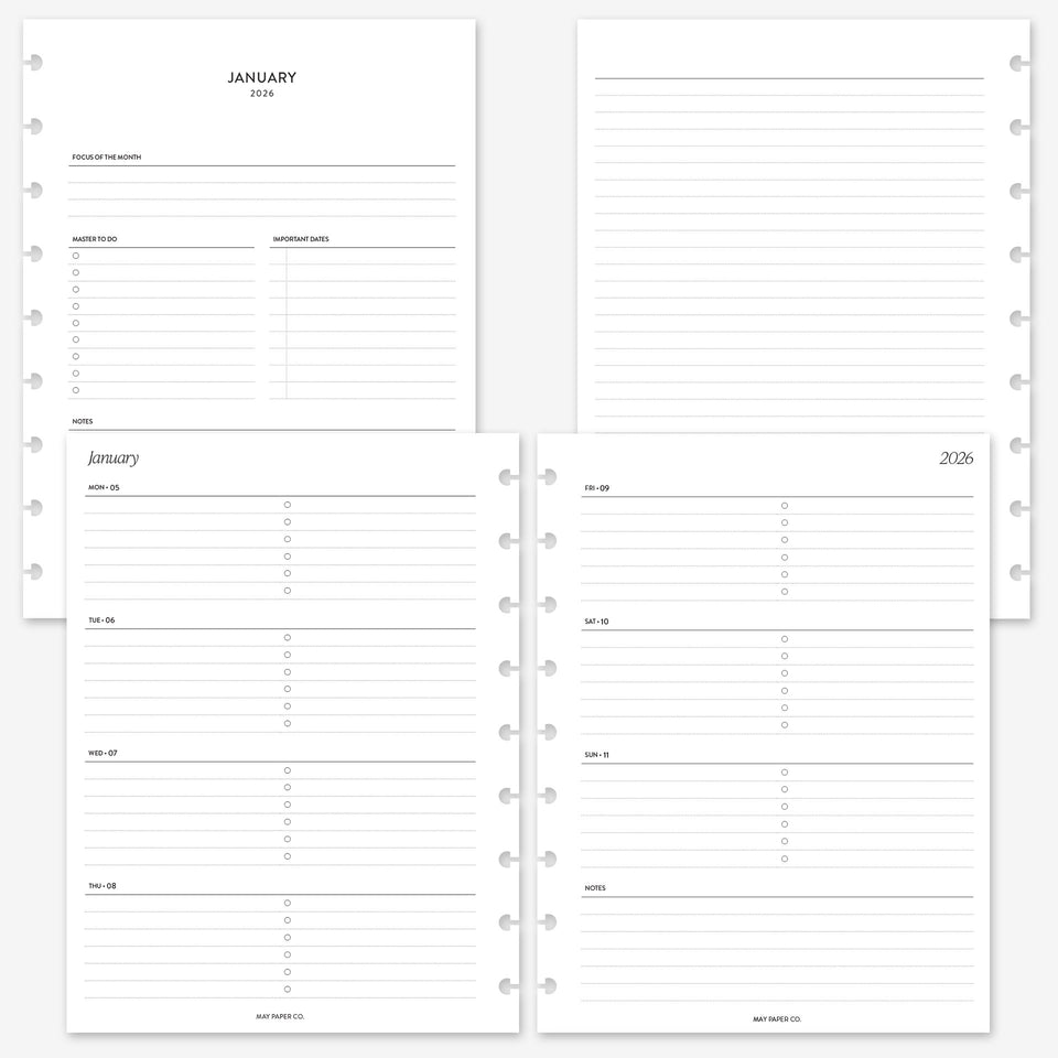 PRINTABLE 2026 WEEKLY WO2P Horizontal Lined with Tasks – MAY PAPER CO.