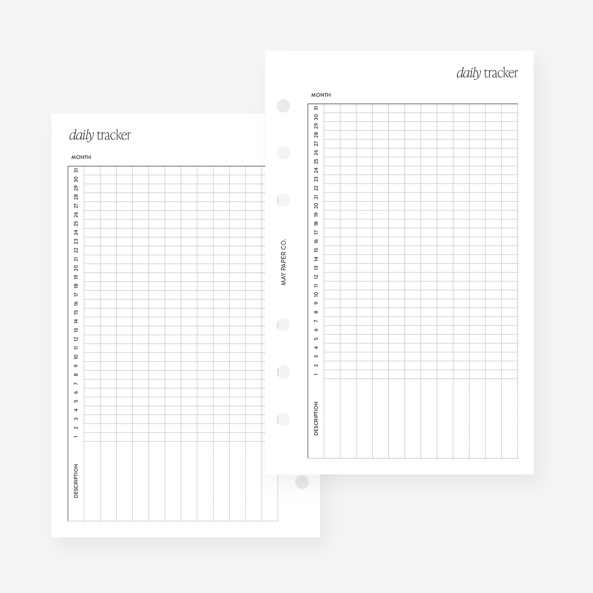 PRINTABLE Daily Tracker | MAY PAPER CO.