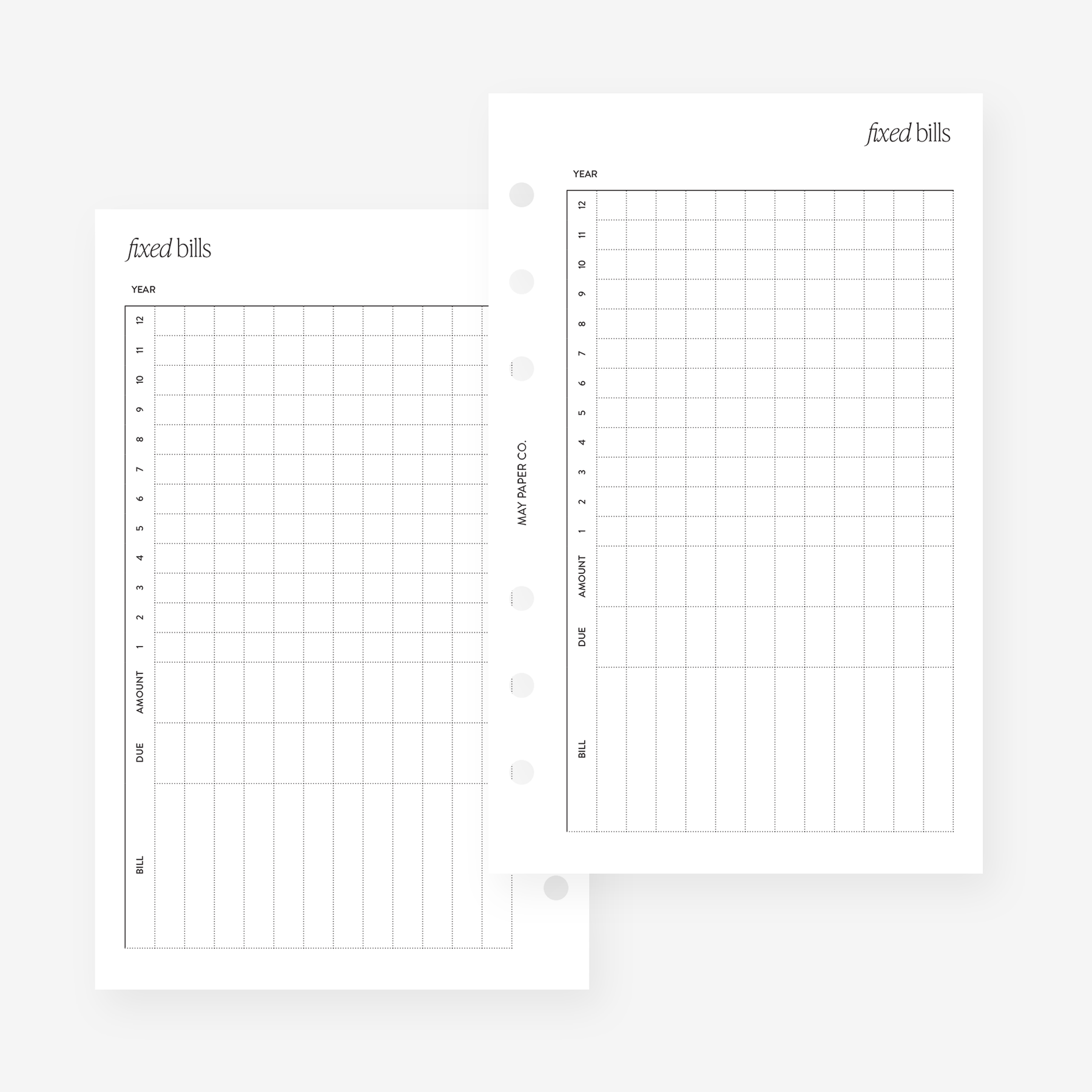 PRINTABLE Fixed Bills Tracker | MAY PAPER CO.