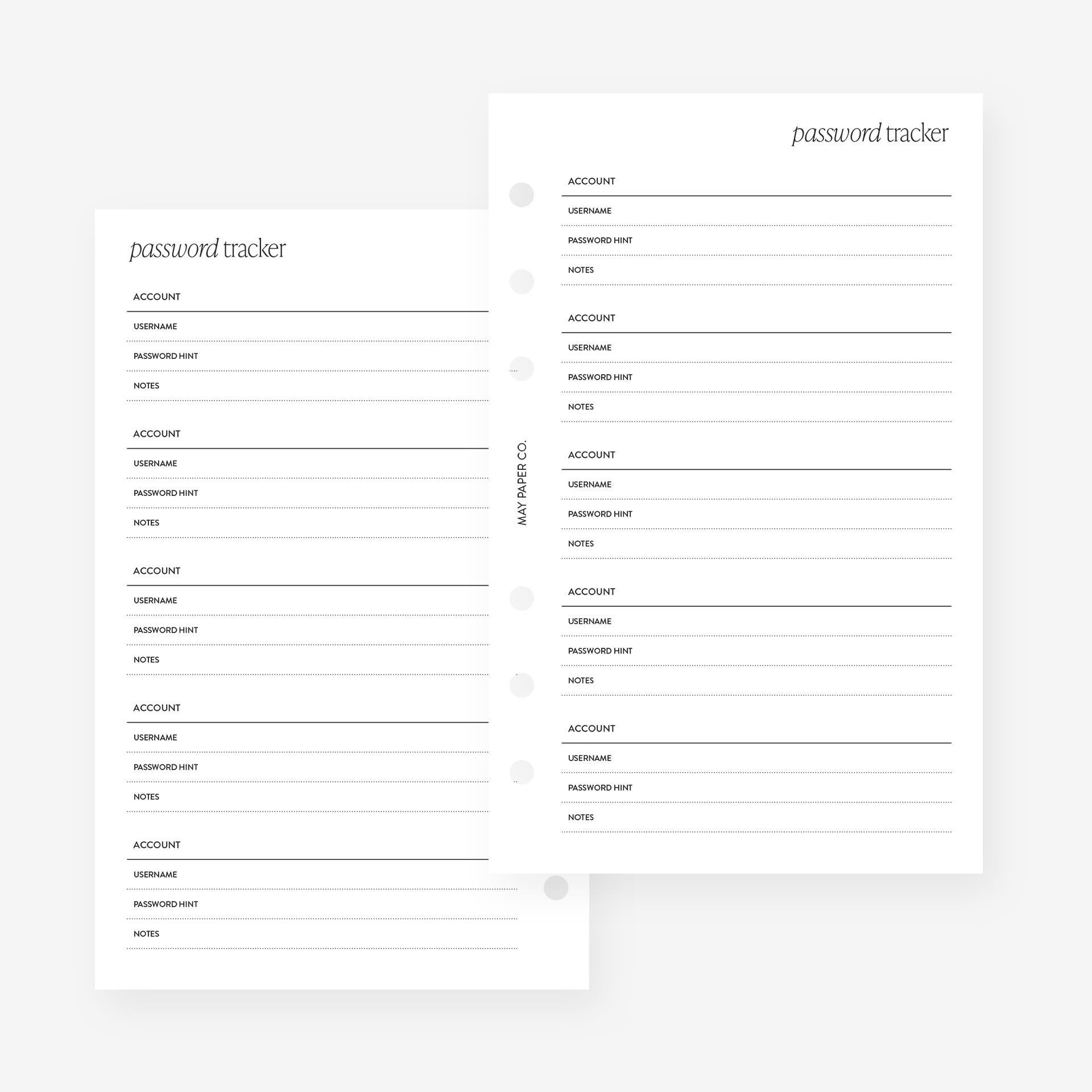 PRINTABLE Password Tracker | MAY PAPER CO.