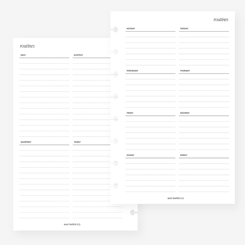 Printable Planner Inserts | Minimal Planner Refill | MAY PAPER CO.