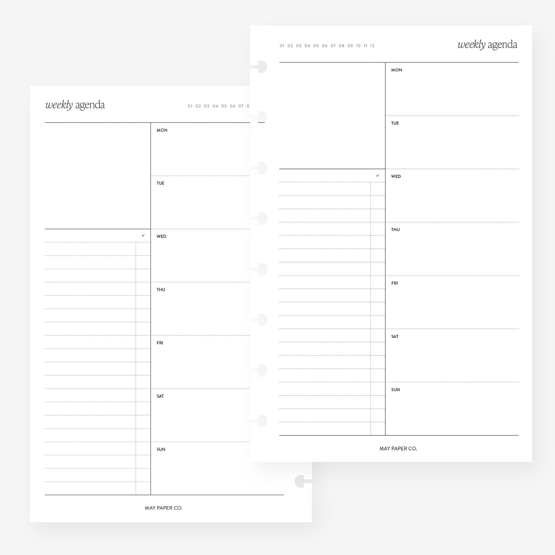 PRINTABLE Undated Weekly NO.11 Week on One Page with List | MAY PAPER CO.