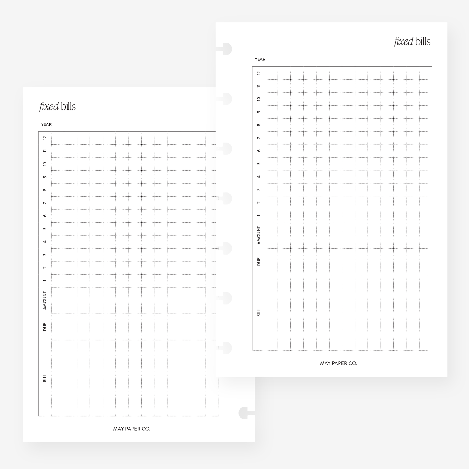 PRINTABLE Fixed Bills Tracker | MAY PAPER CO.