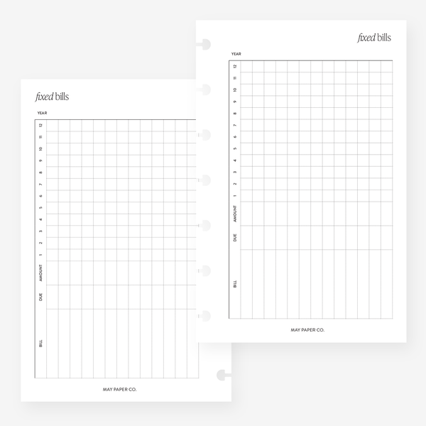 PRINTABLE Fixed Bills Tracker | MAY PAPER CO.