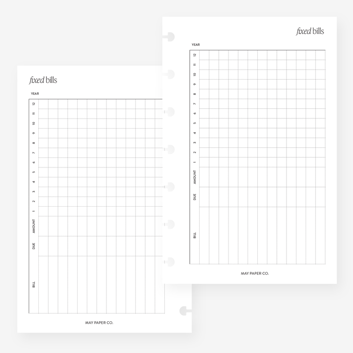 PRINTABLE Fixed Bills Tracker | MAY PAPER CO.