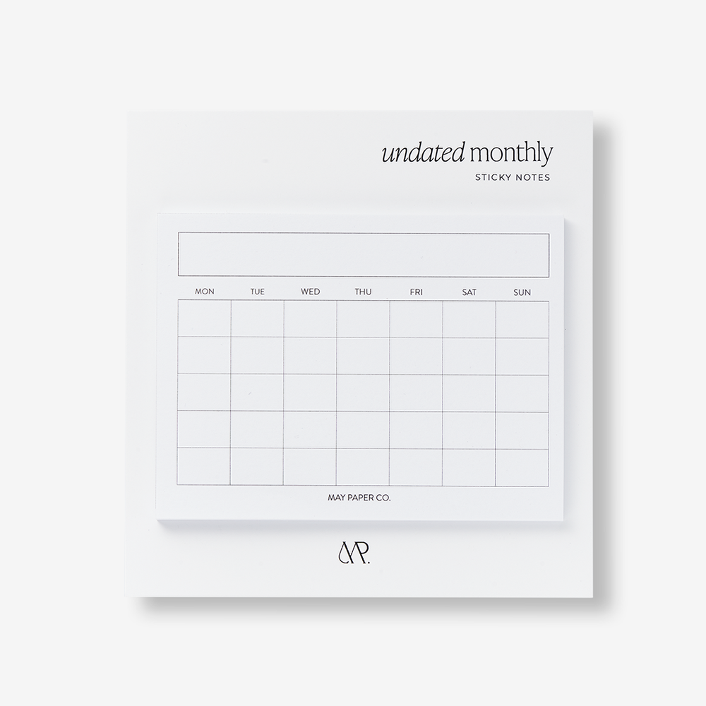 Monthly Undated Sticky Note | MAY PAPER CO.