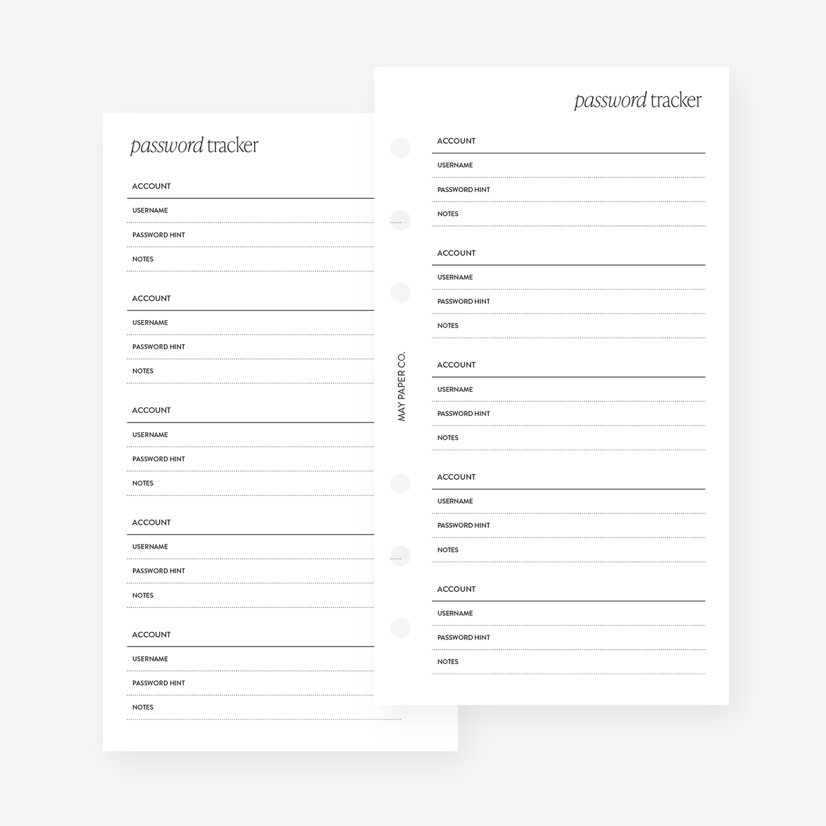 PRINTABLE Password Tracker | MAY PAPER CO.