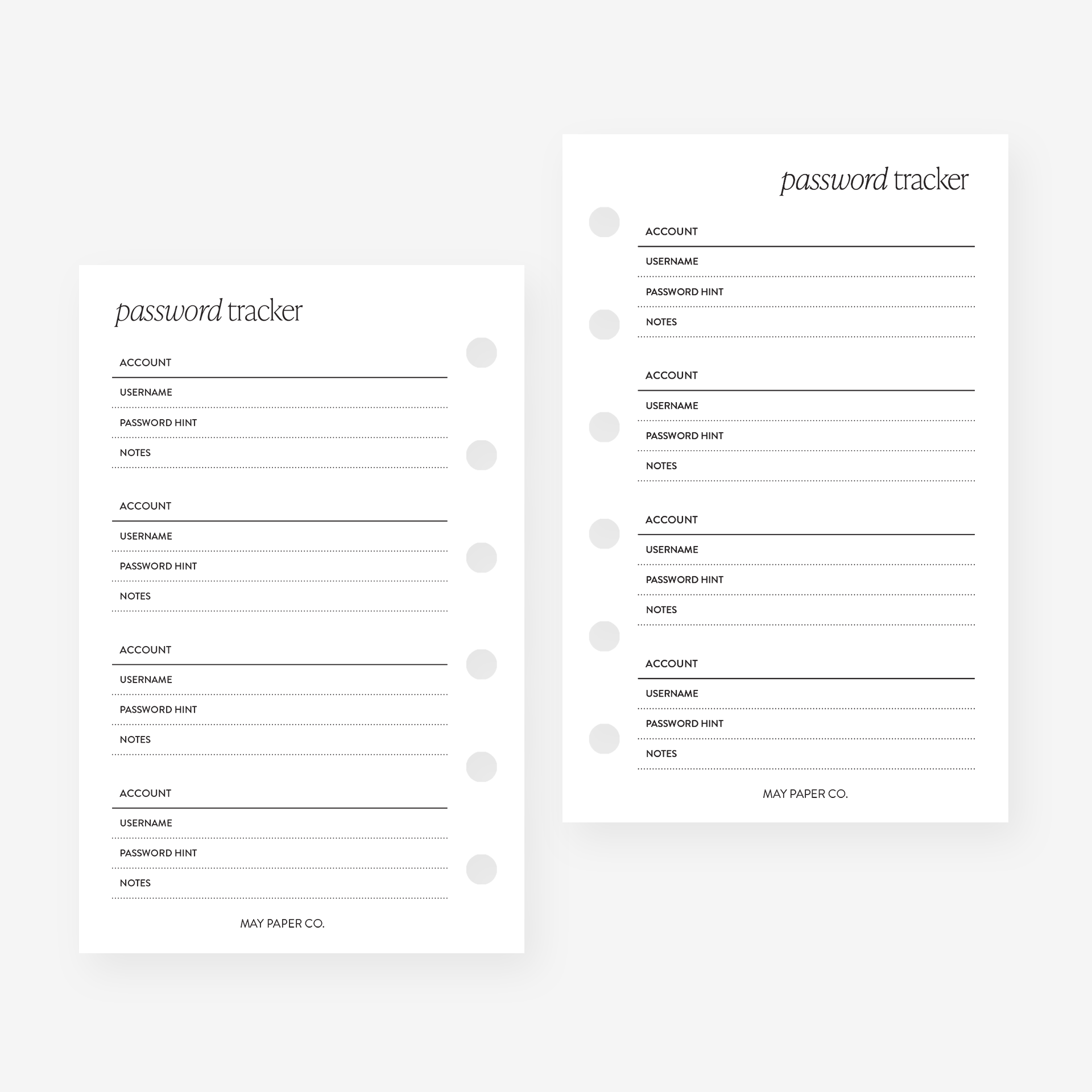 PRINTABLE Password Tracker | MAY PAPER CO.