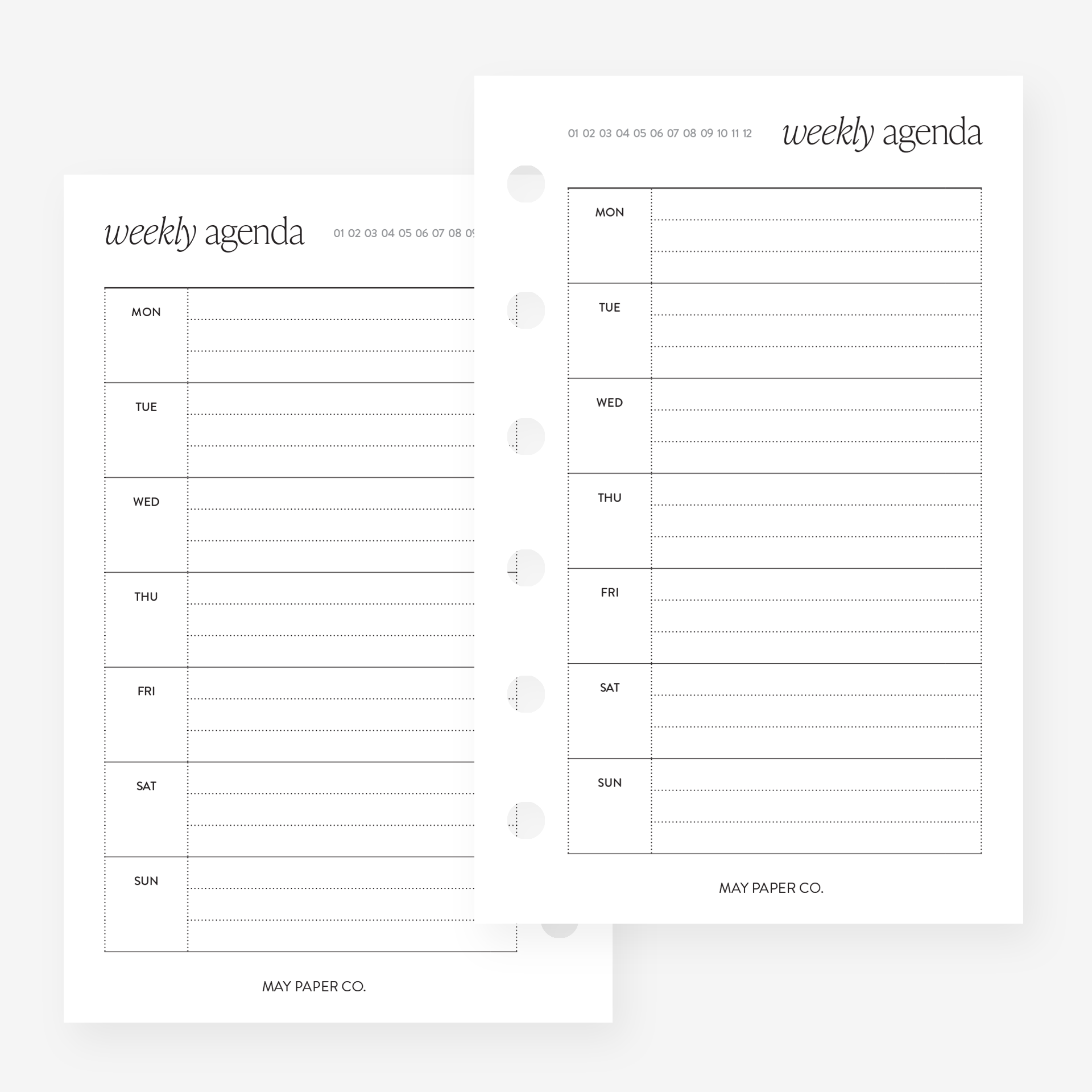 Printable Planner Inserts | Minimal Planner Refill | MAY PAPER CO.