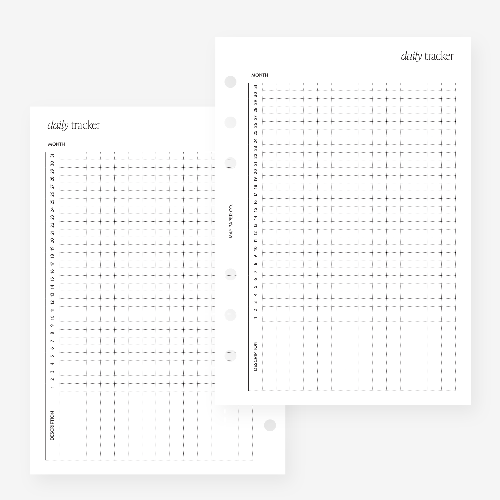 PRINTABLE Daily Tracker | MAY PAPER CO.