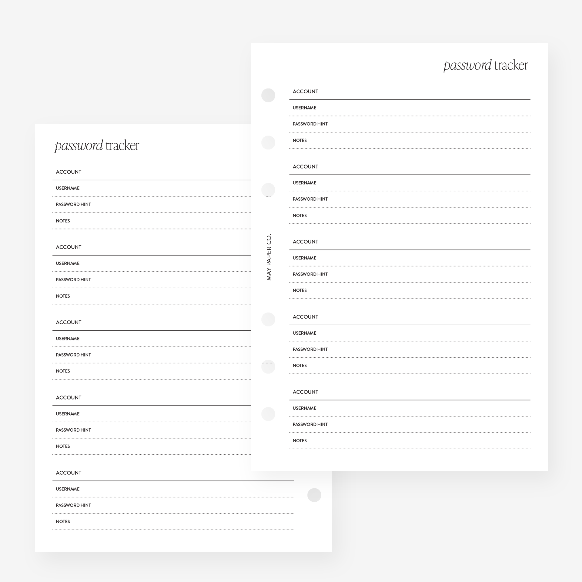 PRINTABLE Password Tracker | MAY PAPER CO.