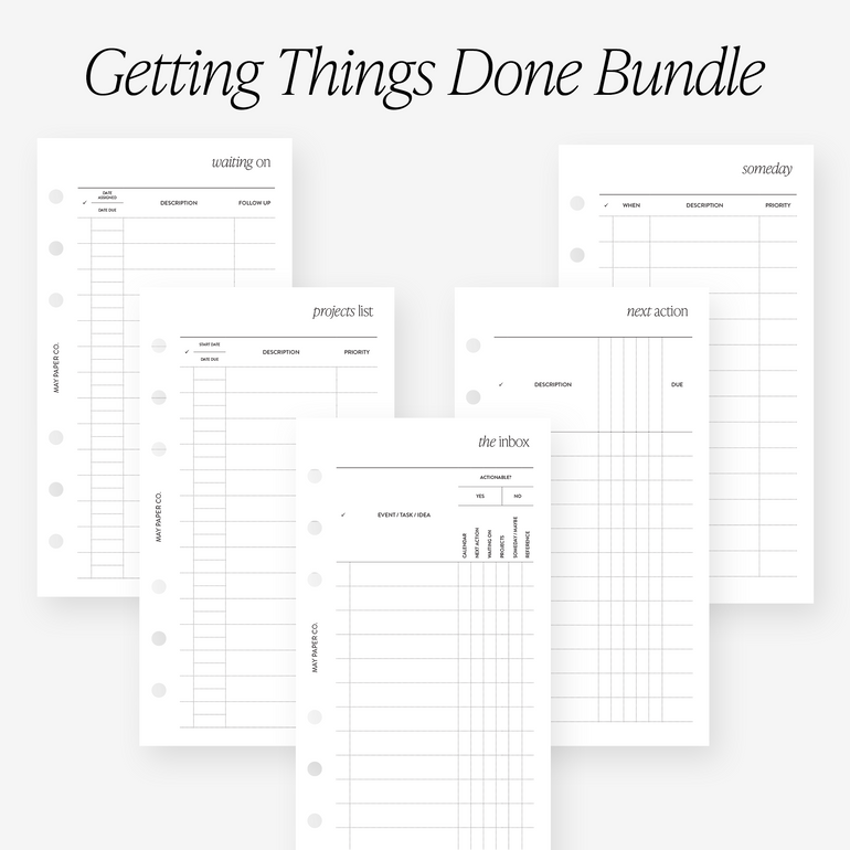 Getting Things Done (GTD) Planner Refill and Inserts – MAY PAPER CO.