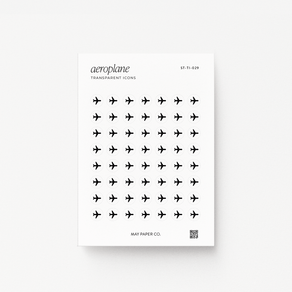 Aeroplane | Transparent Sticker Icons | MAY PAPER CO.