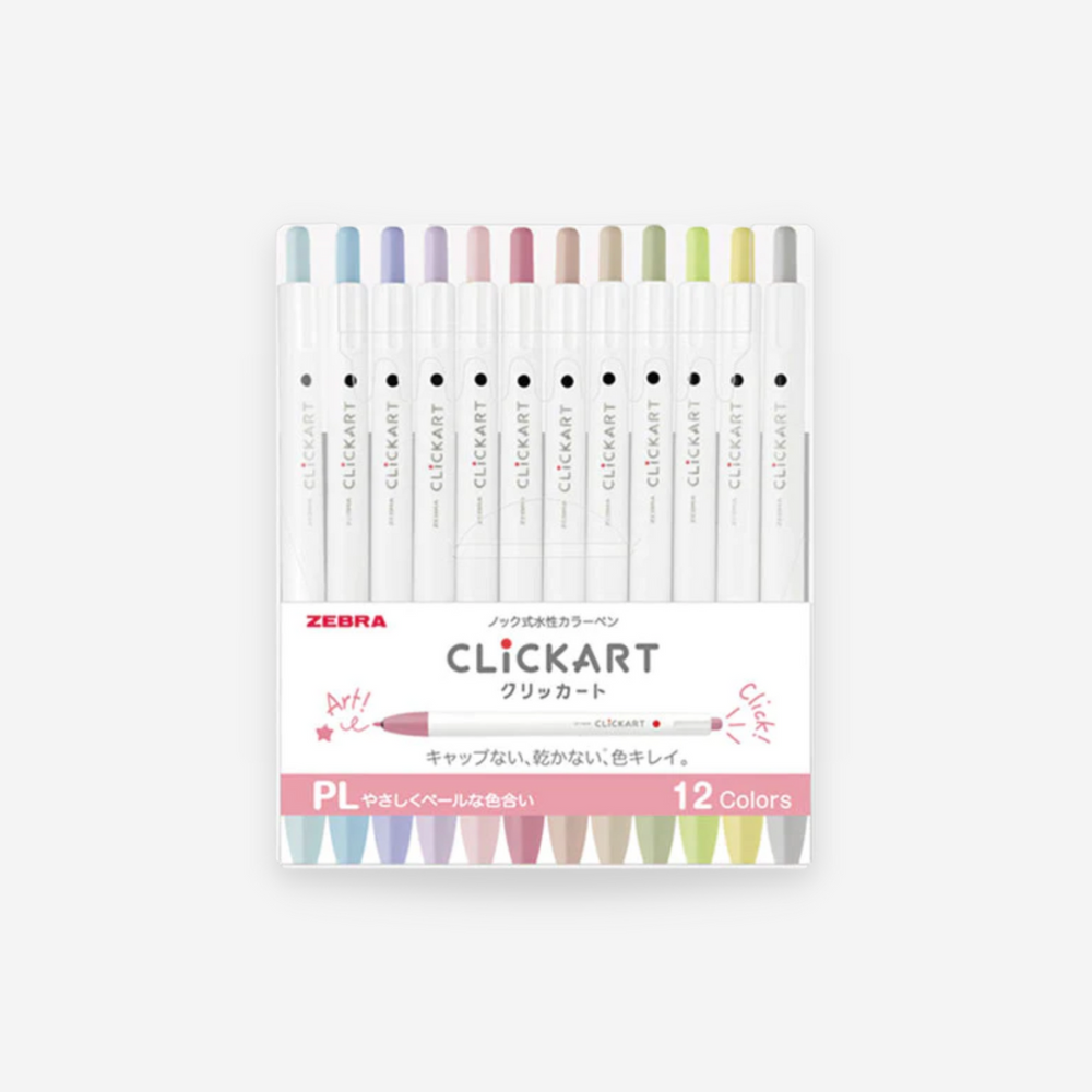 Zebra Click Art Retractable Markers (Set of 12) Pastel Colour Set | MAY ...