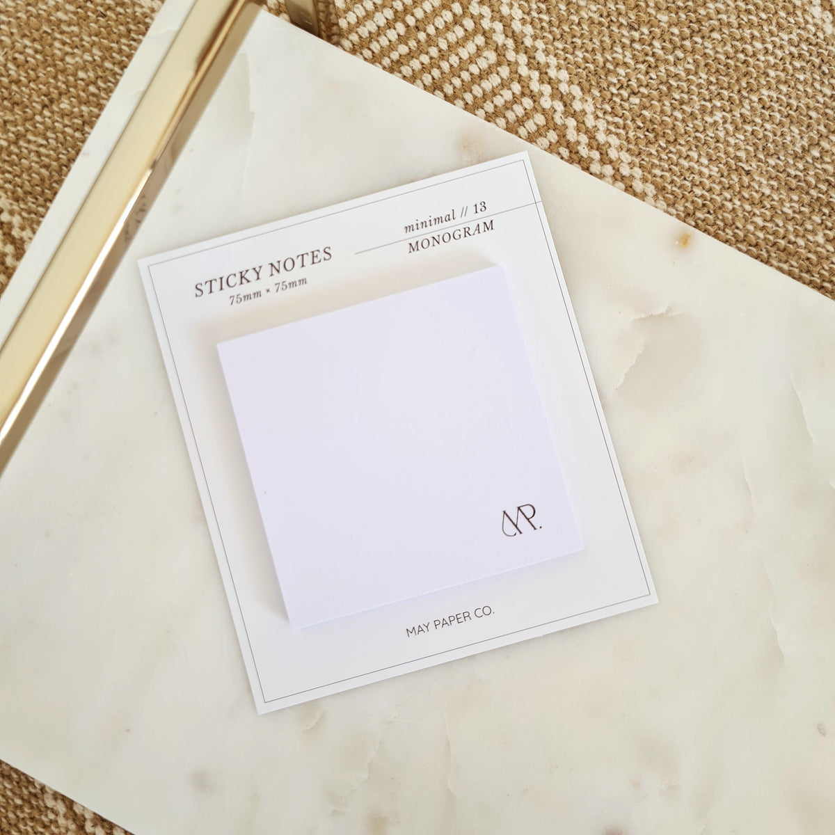 75mmx75mm Monogram Sticky Note | MAY PAPER CO.