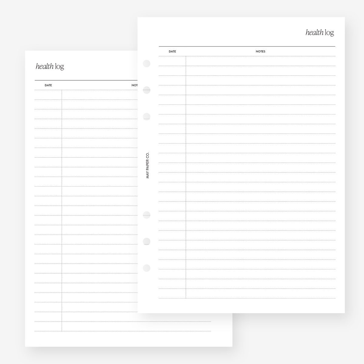 PRINTABLE Health Log | MAY PAPER CO.