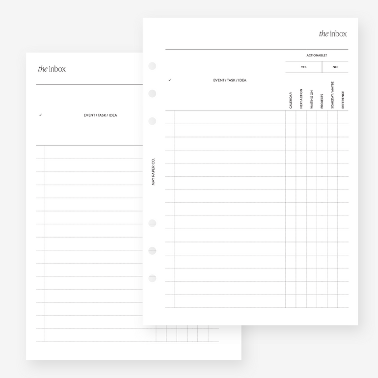 Getting Things Done (GTD) Planner Refill and Inserts – MAY PAPER CO.