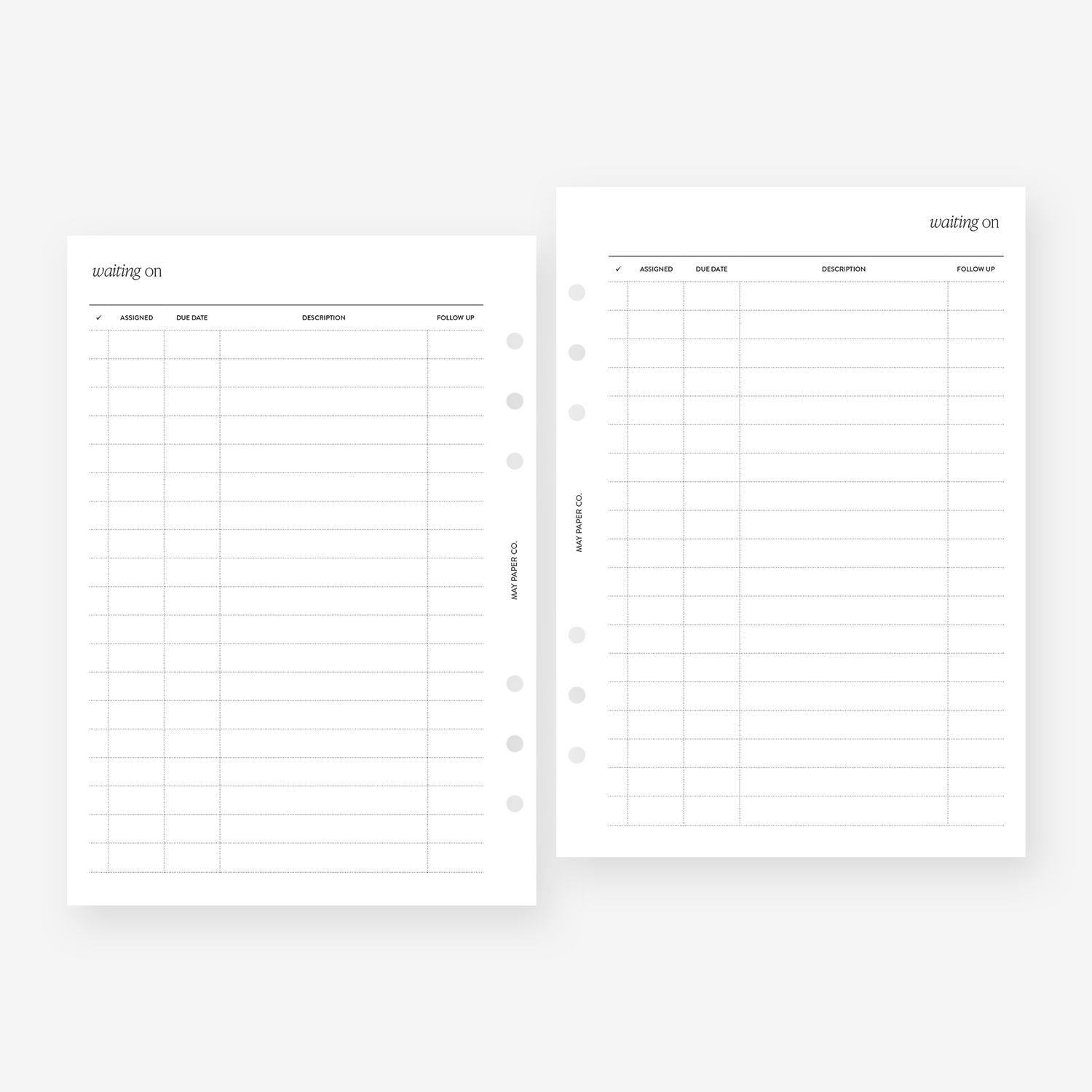PRINTABLE Waiting On | MAY PAPER CO.