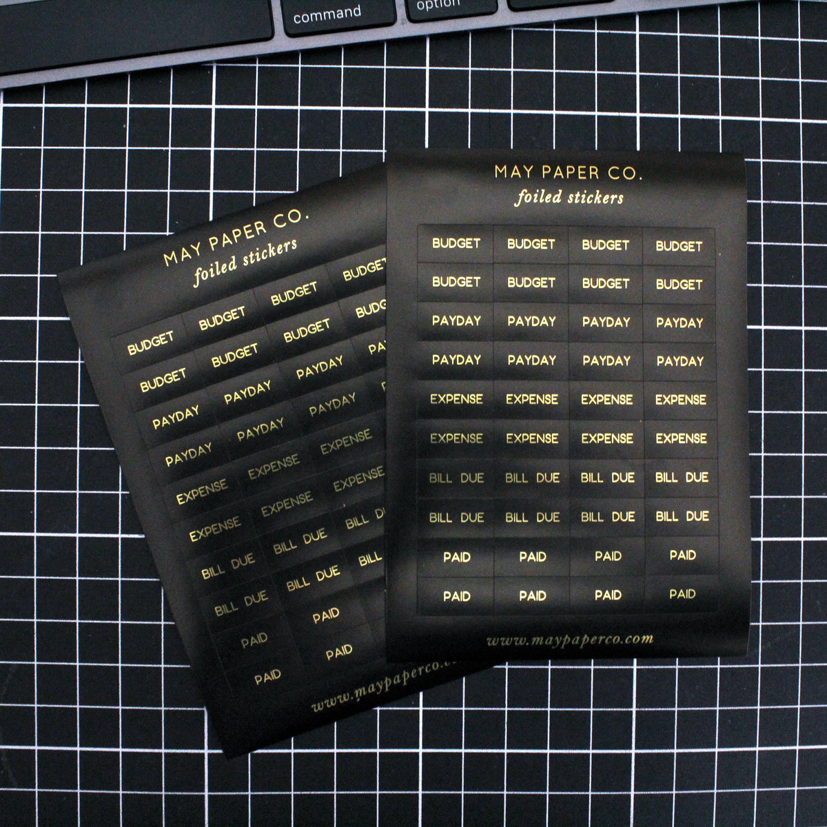 FINANCE | Sticker Set (Black with Gold Foil) | MAY PAPER CO.