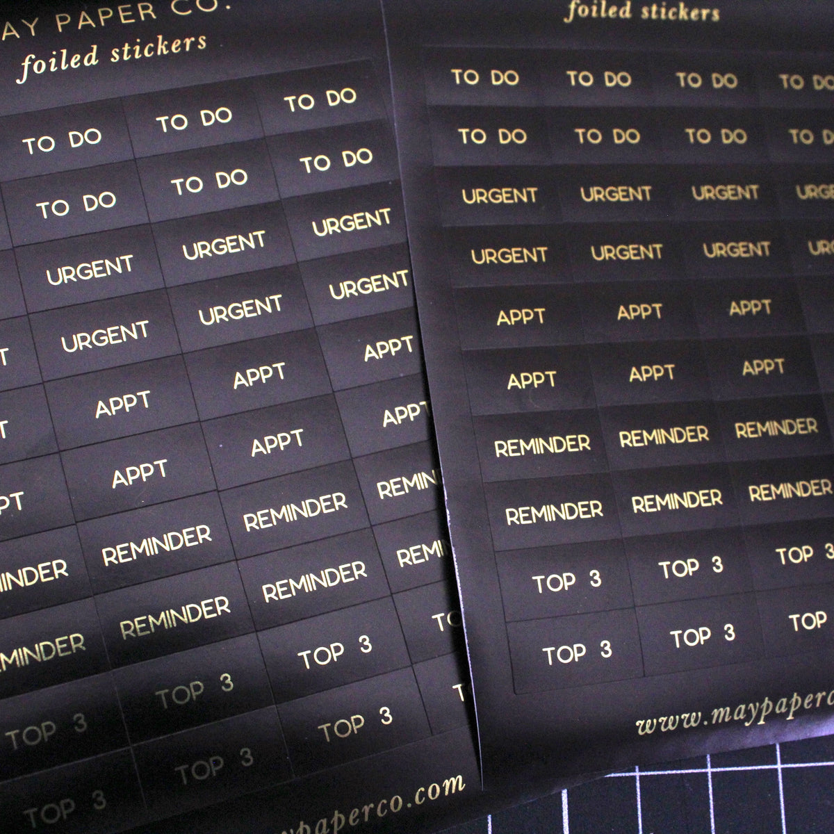 ESSENTIAL | Sticker Set (Black with Gold Foil) | MAY PAPER CO.