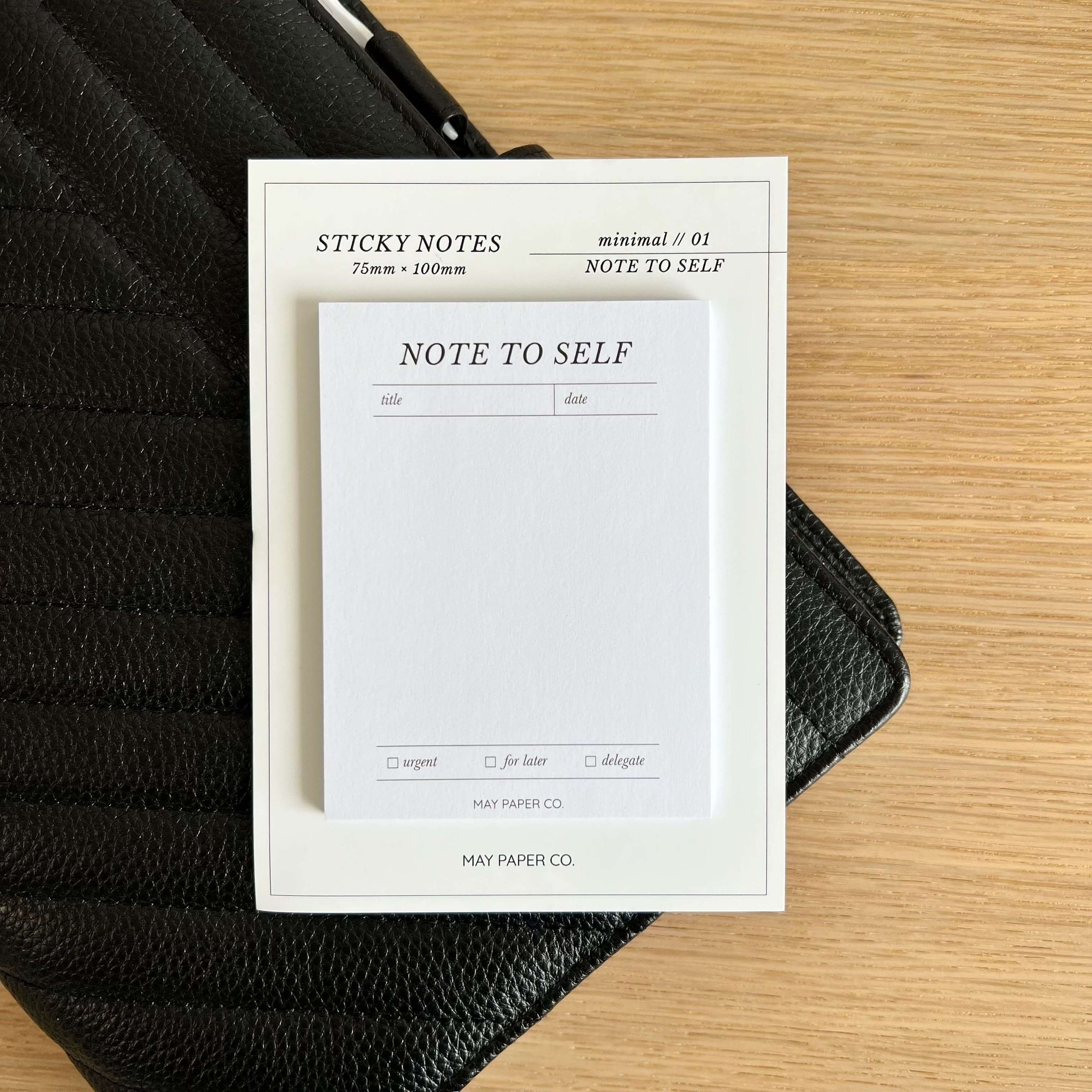 75mm x 100mm Note to Self Sticky Note | MAY PAPER CO.